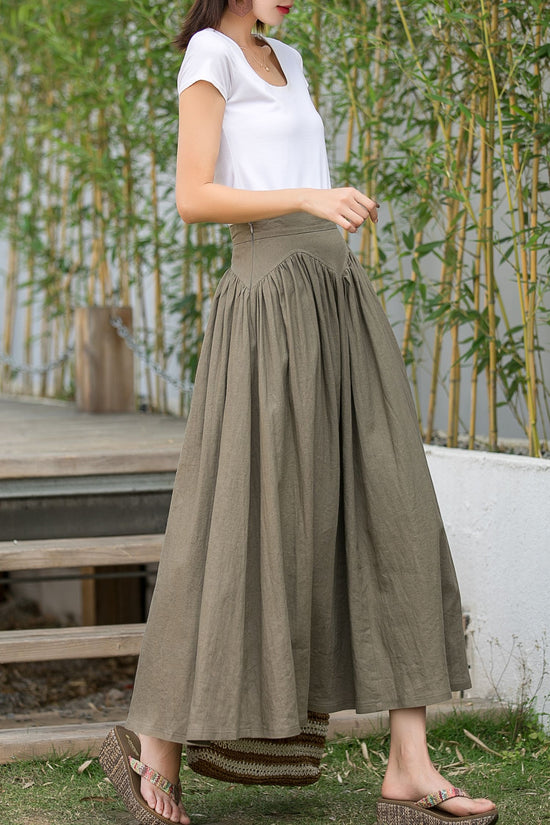 Pleated a line summer linen skirt 2878 – Xiaolizi