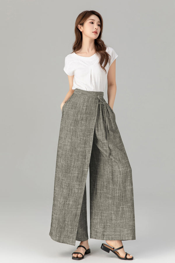 Linen Wide Leg Long wrap pants 5749 – Xiaolizi