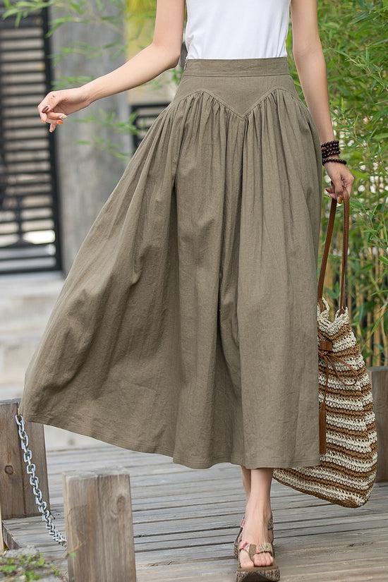 Pleated a line summer linen skirt 2878 – Xiaolizi