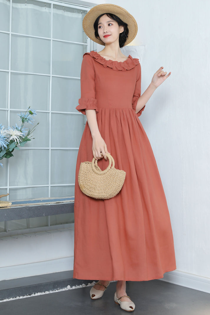 Cottagecore Long Linen Dress 3372 – Xiaolizi